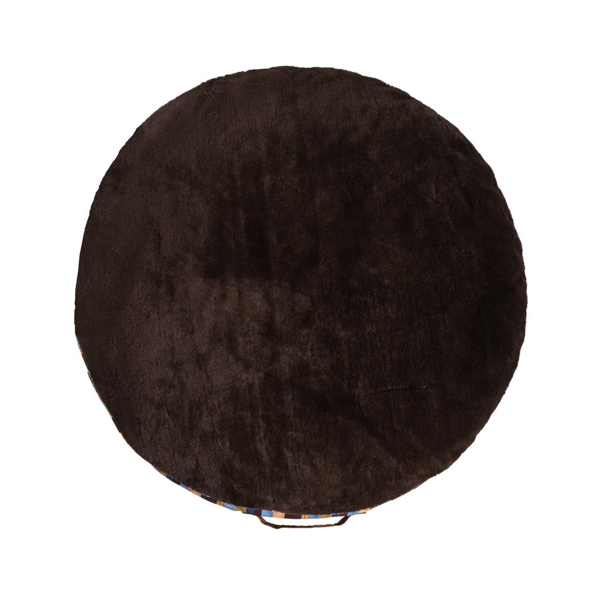 Round Pet Bed with Washable Faux Fur and Stripe Cover
